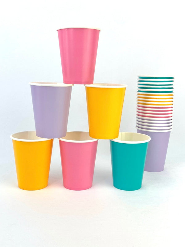 Multicolored Paper Cups, Retro Groovy Birthday & Tie Dye Party - Stesha ...