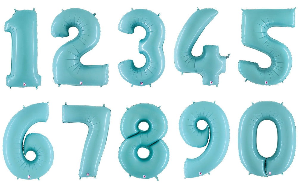 40" Pastel Blue Birthday Number Balloons 0-9 - Stesha Party