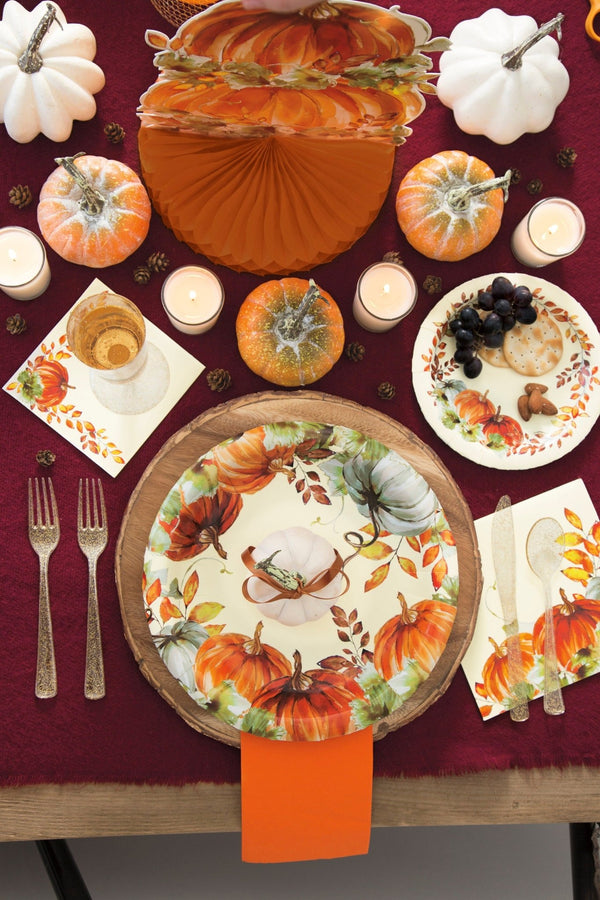 Fall Pumpkin Party Paper Plates - Thanksgiving Dinner Disposable ...