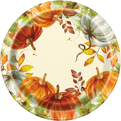 Fall Pumpkin Party Paper Plates - Thanksgiving Dinner Disposable ...