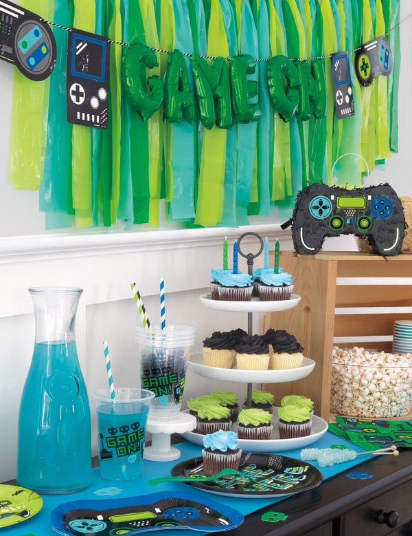 Blue Video Game Controller Paper Party Plates - Stesha Party