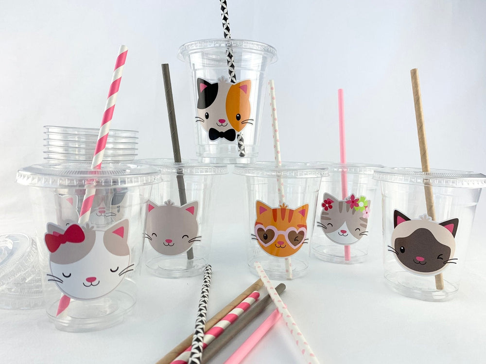 Disposable Plastic Cat Party Cups for Drinks or Favors - Stesha Party