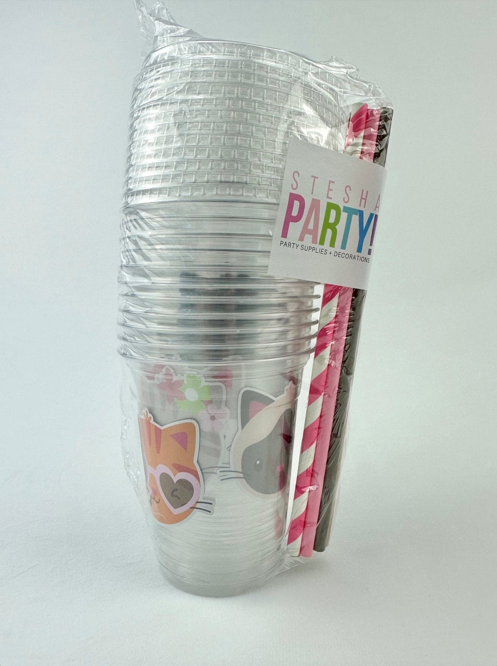Disposable Plastic Cat Party Cups for Drinks or Favors - Stesha Party