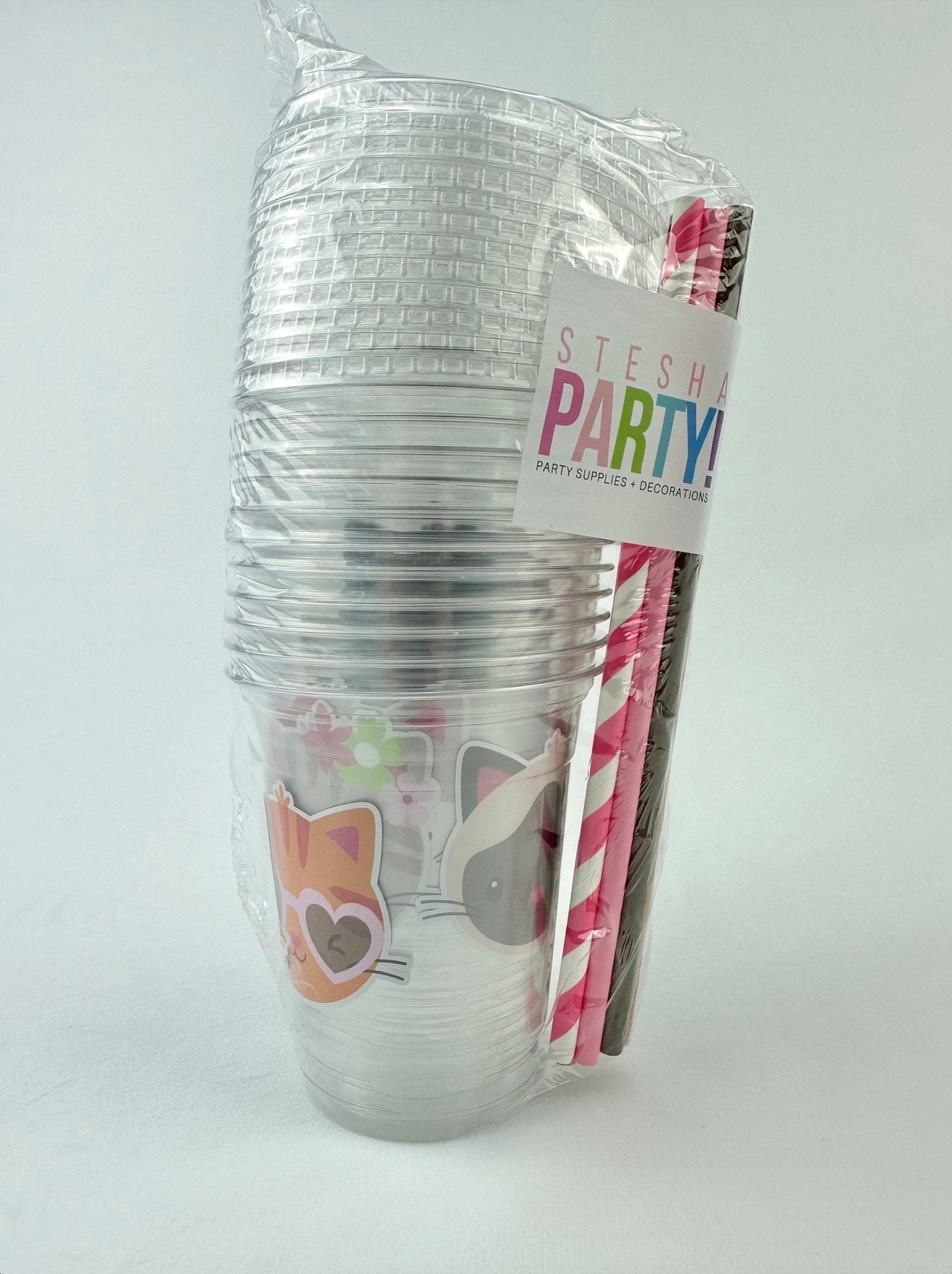 Disposable Plastic Cat Party Cups for Drinks or Favors - Stesha Party