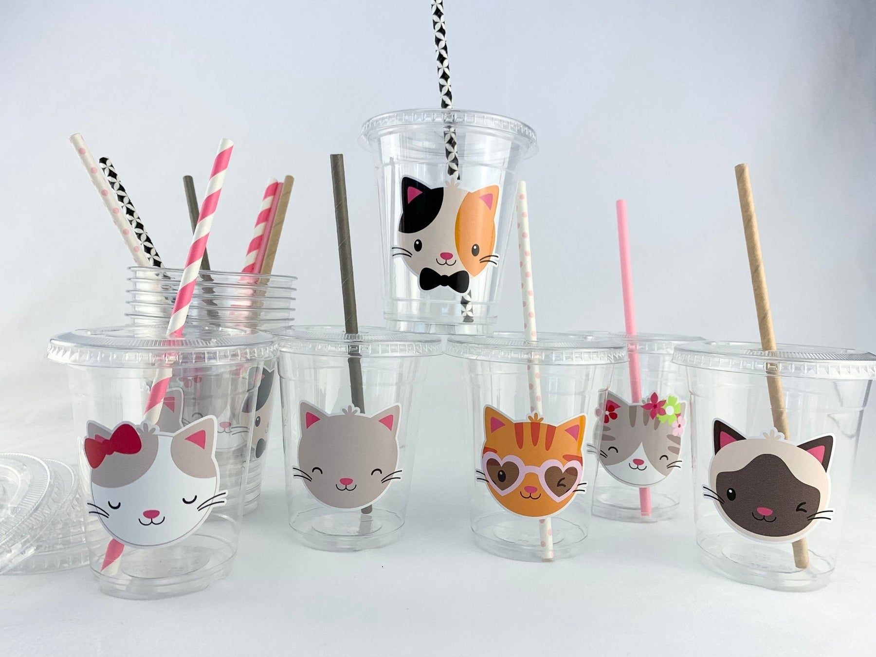 Disposable Plastic Cat Party Cups for Drinks or Favors - Stesha Party