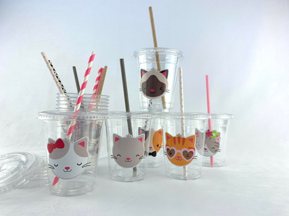 Disposable Plastic Cat Party Cups for Drinks or Favors - Stesha Party