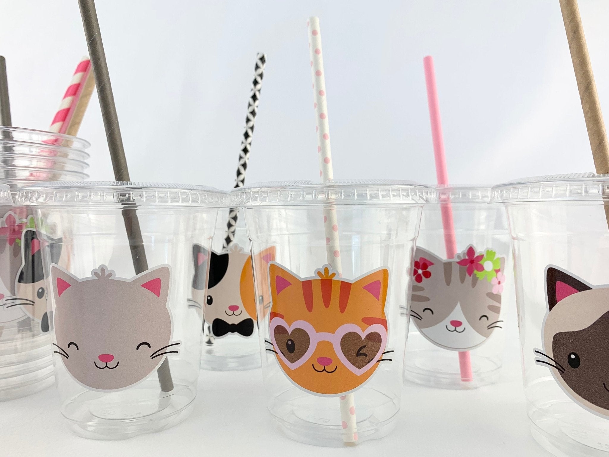 Disposable Plastic Cat Party Cups for Drinks or Favors - Stesha Party