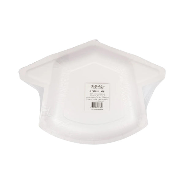 White Graduation Cap Shaped Plates 8ct - Stesha Party - graduation ...