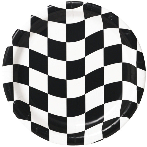 Black & White Checkered Paper Plates - Stesha Party