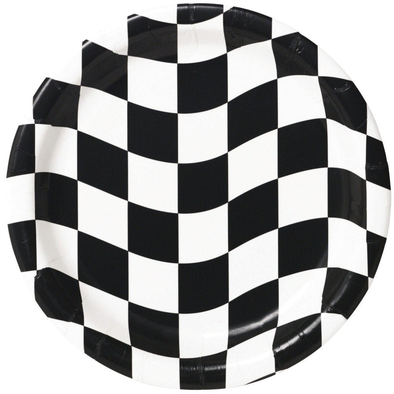 Black & White Checkered Paper Plates - Stesha Party