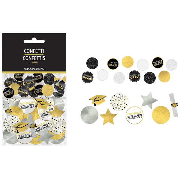 Black, Gold & Silver "Congrats Grad!" Confetti - Stesha Party