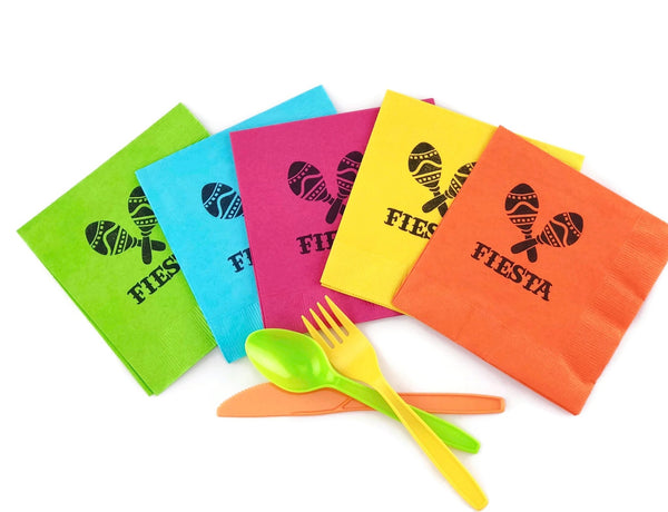 Fiesta Assorted Colorful Paper Napkins 24ct - Stesha Party