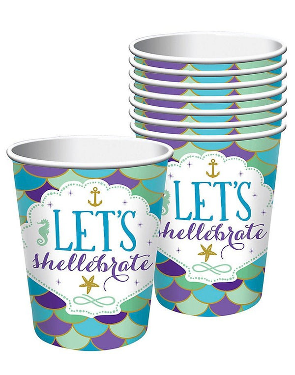 Mermaid Party "Lets Shellebrate" Cups - Stesha Party