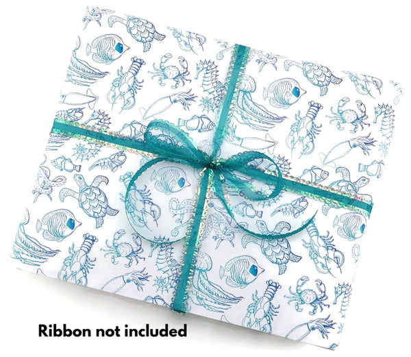 Ocean Blue & White Wrapping Paper - Stesha Party